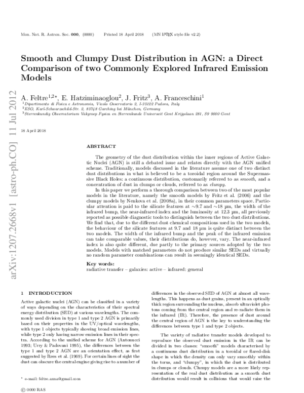 (PDF) Smooth and clumpy dust distributions in AGN: a direct comparison ...