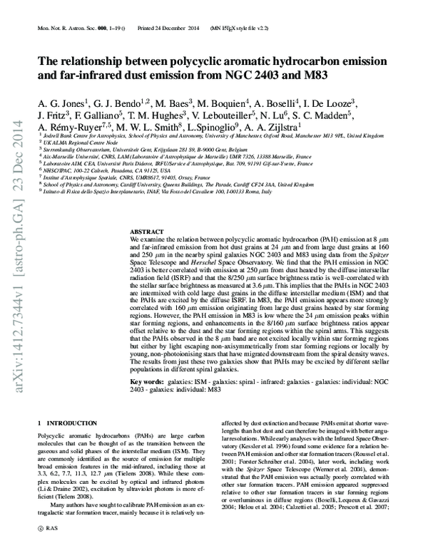 (PDF) The relationship between polycyclic aromatic hydrocarbon emission and far-infrared dust ...