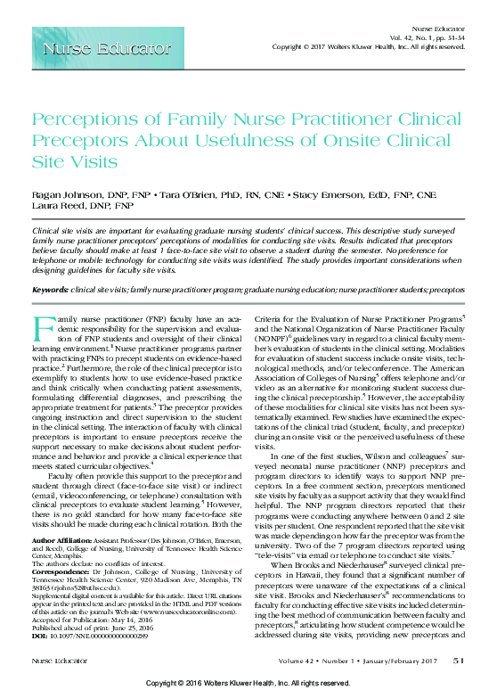 (PDF) Perceptions of Family Nurse Practitioner Clinical Preceptors ...