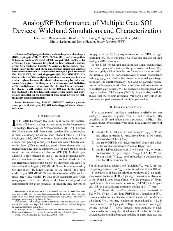 (PDF) Analog/RF performance of multiple gate SOI devices: wideband ...