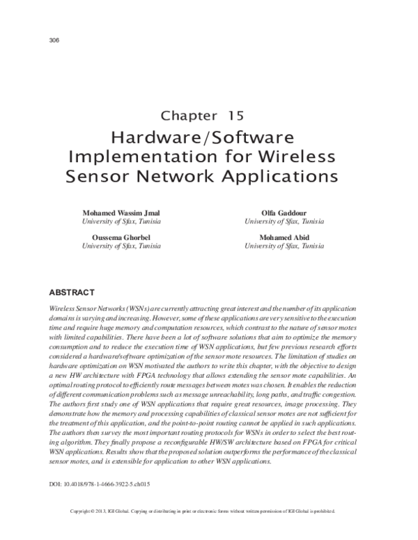 (PDF) Implementation for Wireless Sensor Network Applications