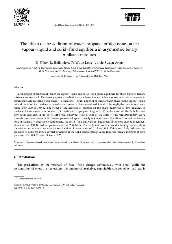(PDF) The effect of the addition of water, propane, or docosane on the ...