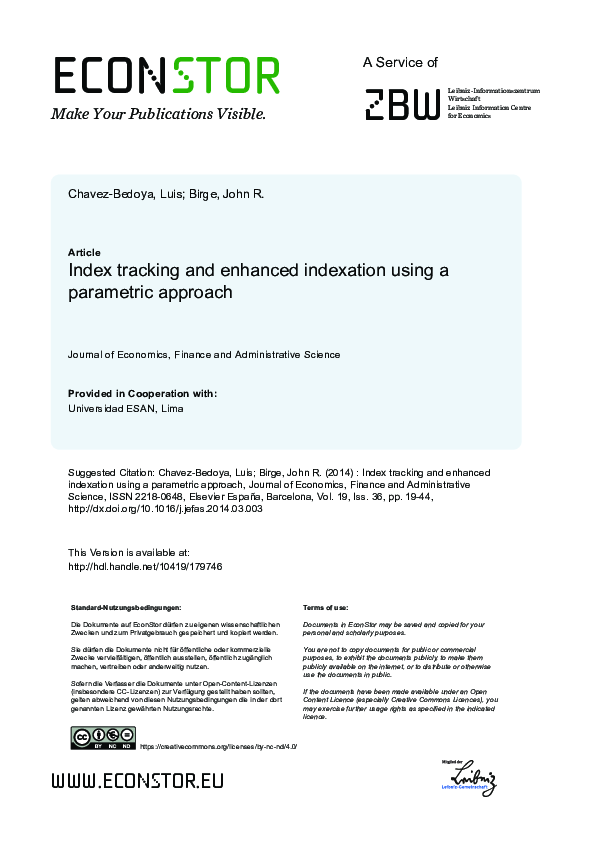 Pdf Index Tracking And Enhanced Indexation Using A Parametric Approach