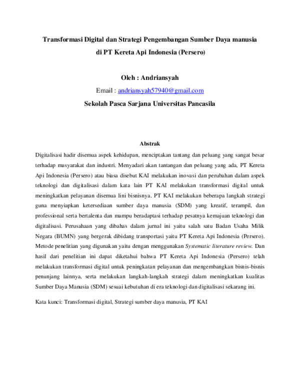 (PDF) Transformasi Digital dan Strategi Pengembangan Sumber Daya manusia