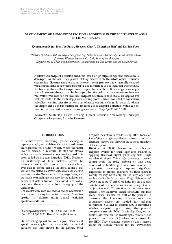 Pdf Development Of Endpoint Detection Algorithm In The Multi Step