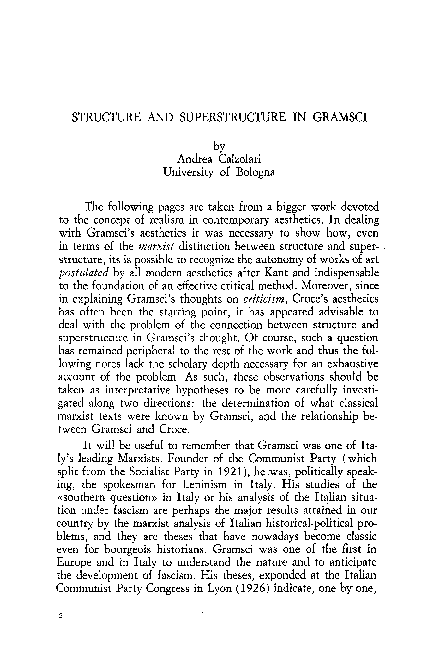 (PDF) Structure and Superstructure in Gramsci