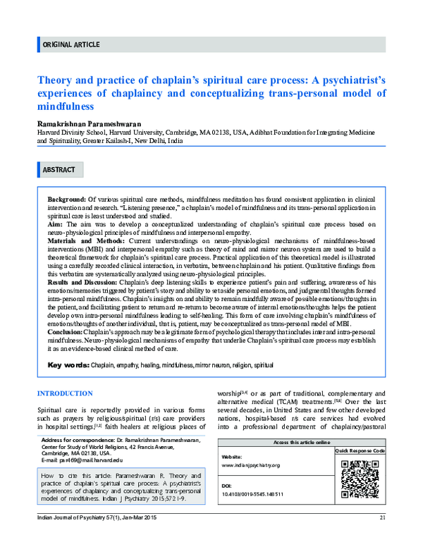 (PDF) Theory and practice of chaplain′s spiritual care process: A ...