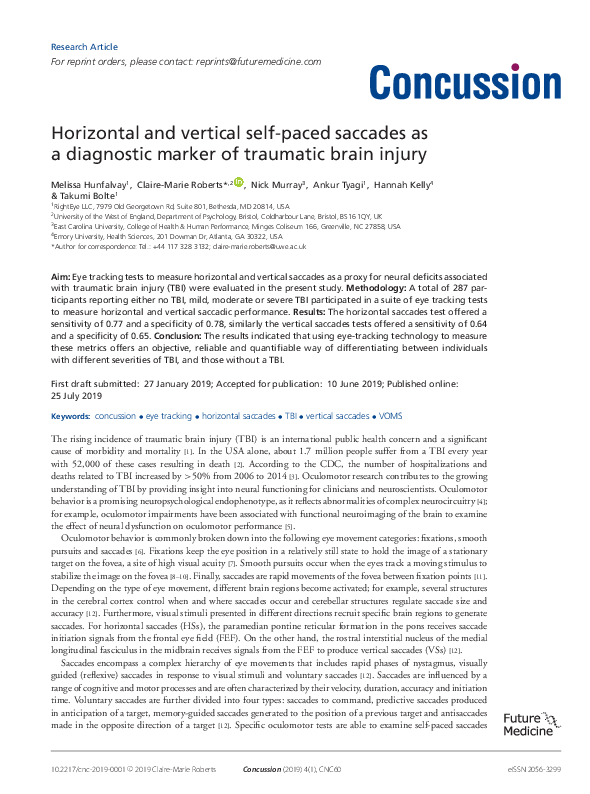 (PDF) Horizontal and vertical self-paced saccades as a diagnostic ...