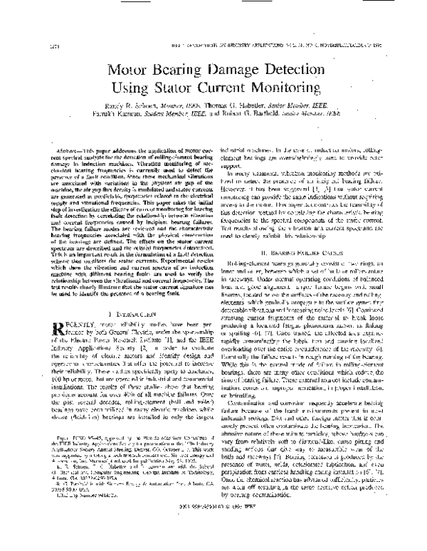 (PDF) Motor bearing damage detection using stator current monitoring