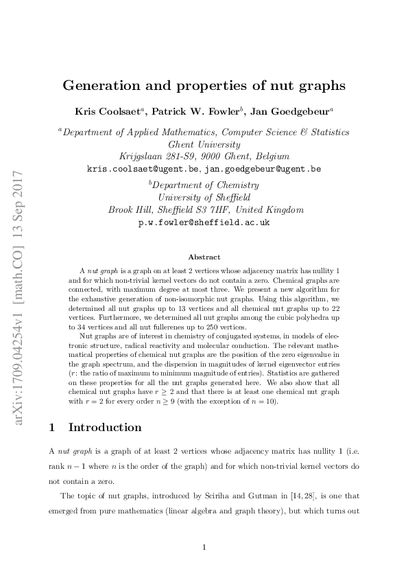 (PDF) Generation and properties of nut graphs