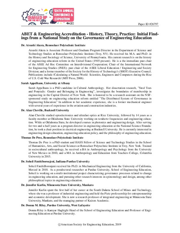 (PDF) ABET Engineering Accreditation - History, Theory, Practice ...