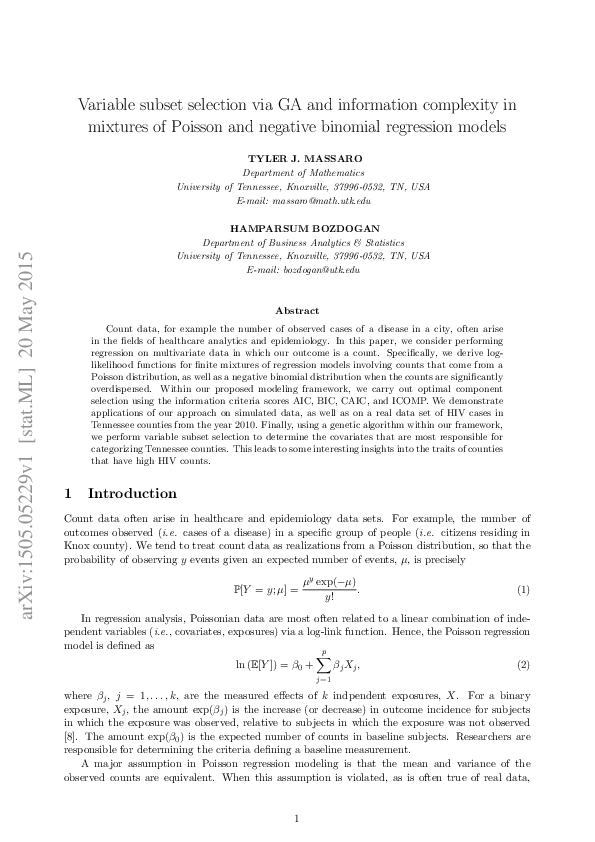 Pdf Variable Subset Selection Via Ga And Information Complexity In 7078