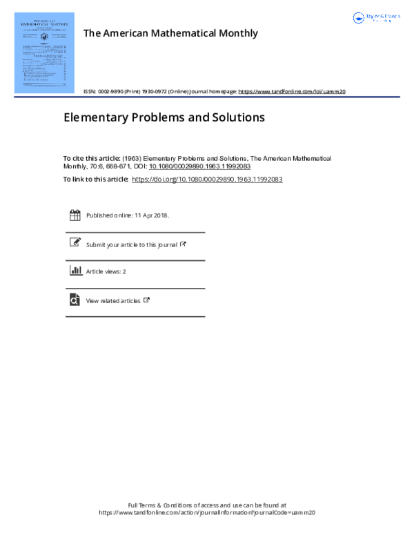 (PDF) Elementary Problems and Solutions