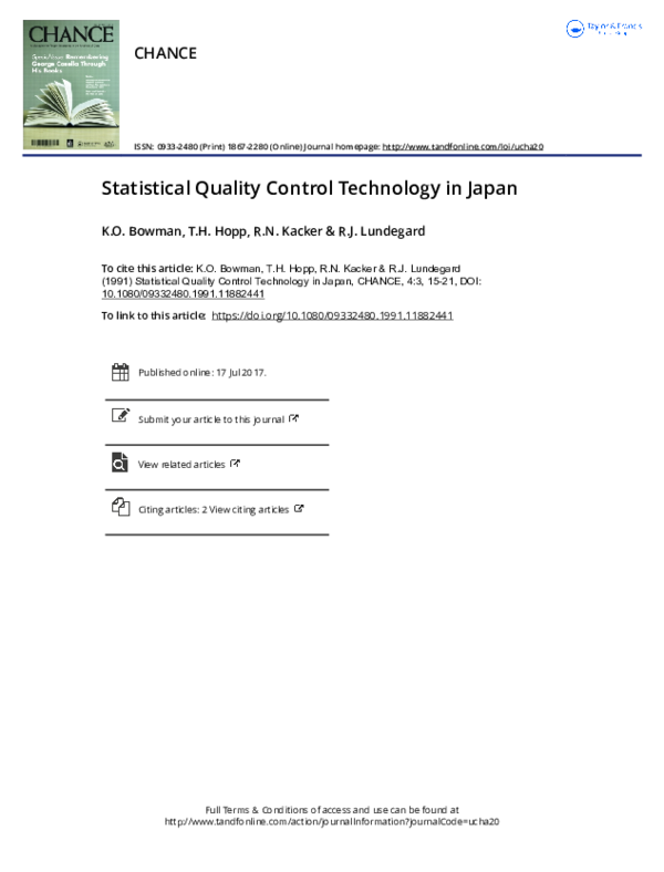 (PDF) Statistical Quality Control Technology in Japan