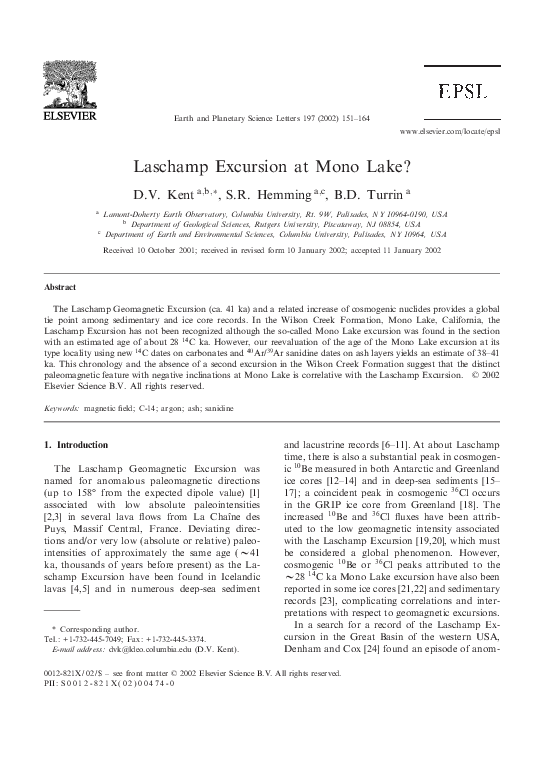 (PDF) The Laschamp Geomagnetic Excursion was