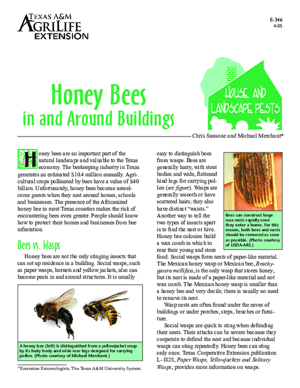 (PDF) Honey Bees In and Around Buildings | Chris Sansone - Academia.edu