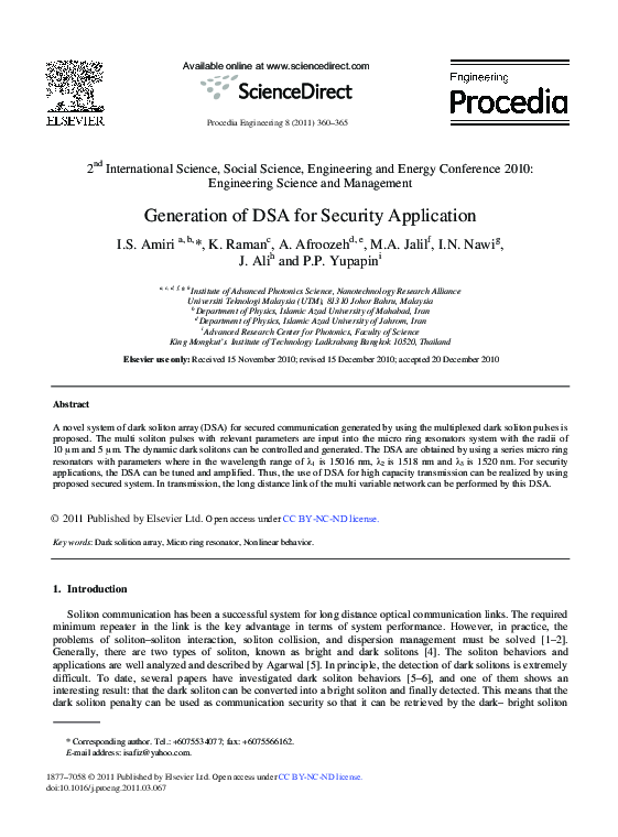 (PDF) Generation of DSA for Security Application