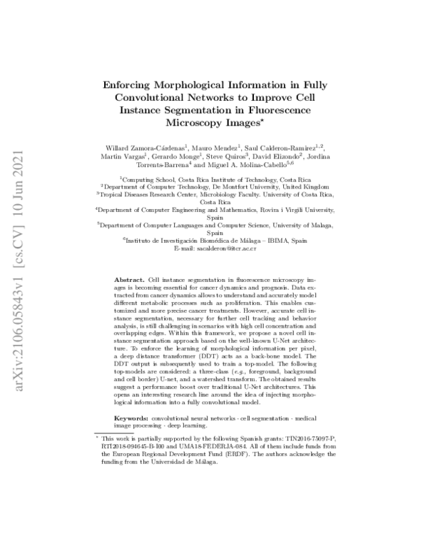 (PDF) Enforcing Morphological Information in Fully Convolutional Networks to Improve Cell ...