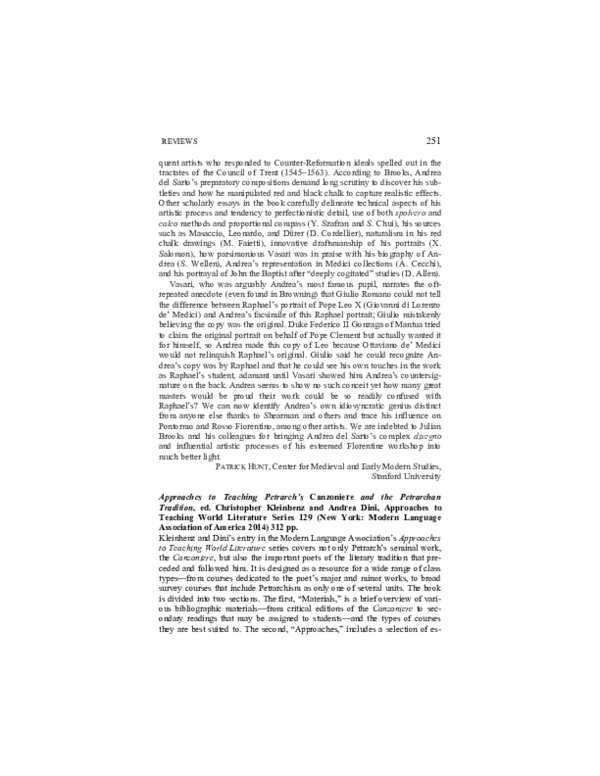 (PDF) Approaches to Teaching Petrarch’s Canzoniere and the Petrarchan ...