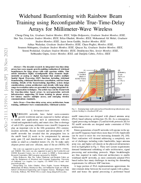 (PDF) Wideband Beamforming with Rainbow Beam Training using Reconfigurable True-Time-Delay ...