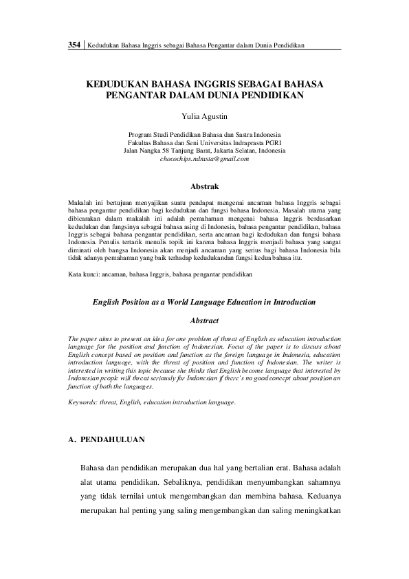 (PDF) Kedudukan Bahasa Inggris Sebagai Bahasa Pengantar Dalam Dunia ...