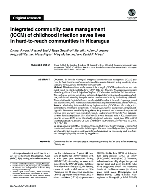 (PDF) Integrated community case management (iCCM) of childhood ...
