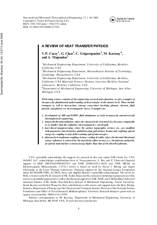 (PDF) A Review of Heat Transfer Physics