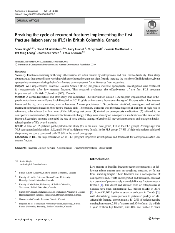 (PDF) Breaking the cycle of recurrent fracture: implementing the first ...