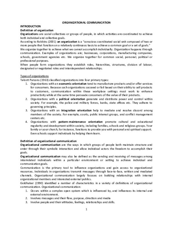 (DOC) Introduction to ORGANIZATIONAL COMMUNICATION
