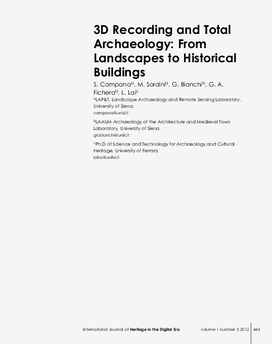 (PDF) 3D Recording and Total Archaeology: From Landscapes to Historical ...