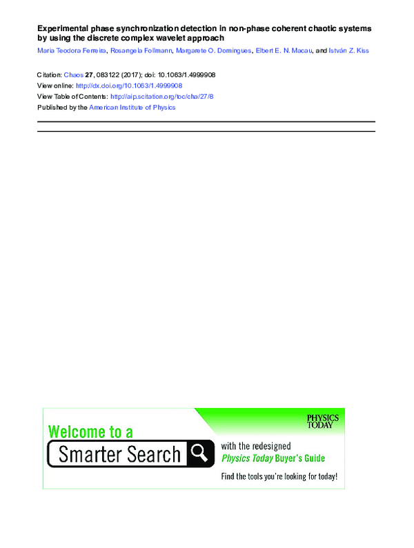 (PDF) Experimental phase synchronization detection in non-phase coherent chaotic systems by ...
