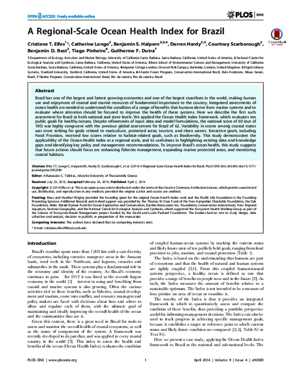(PDF) A Regional-Scale Ocean Health Index for Brazil