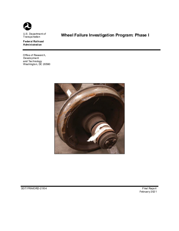 (PDF) Wheel Failure Investigation Program: Phase I