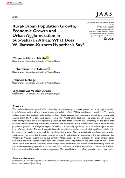 (PDF) Rural-Urban Population Growth, Economic Growth and Urban ...