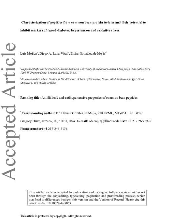 (PDF) Characterization of peptides from common bean protein isolates ...