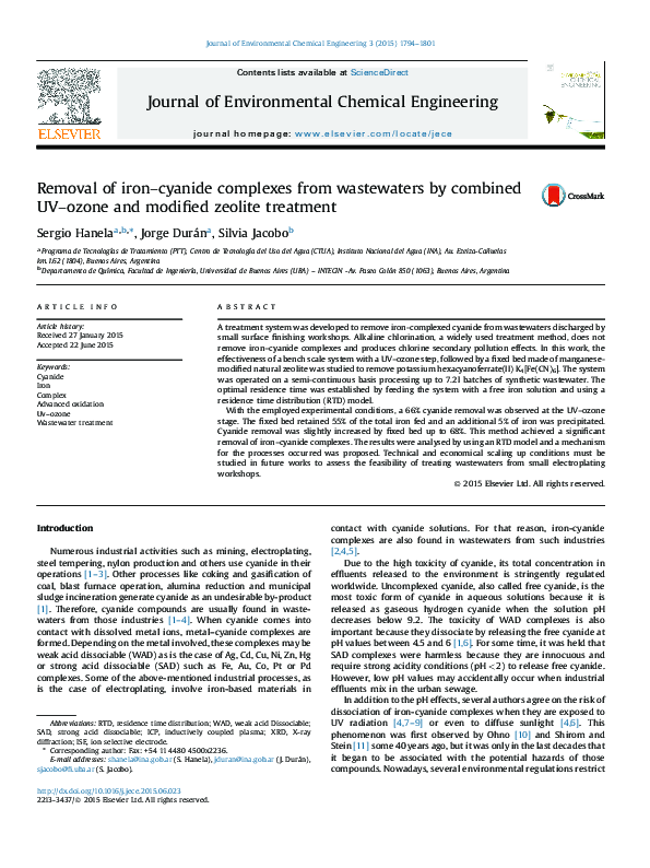 (PDF) Removal of iron–cyanide complexes from wastewaters by combined UV ...