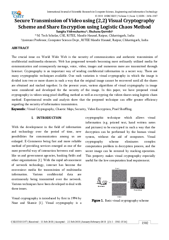 (PDF) Secure Transmission of Video using (2,2) Visual Cryptography Scheme and Share Encryption ...