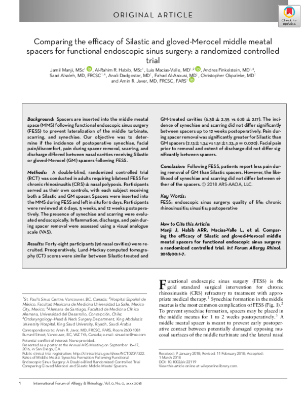 (PDF) Comparing the efficacy of Silastic and gloved-Merocel middle ...