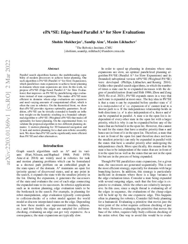 (PDF) ePA*SE: Edge-based Parallel A* for Slow Evaluations