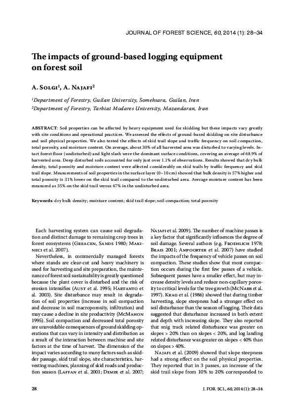 (PDF) The impacts of ground-based logging equipment on forest soil