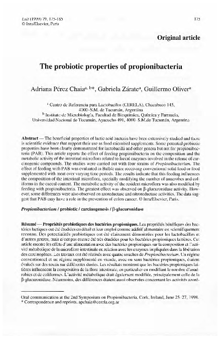 (PDF) The probiotic properties of propionibacteria