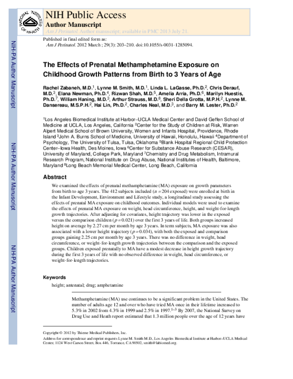 (PDF) The Effects of Prenatal Methamphetamine Exposure on Childhood ...