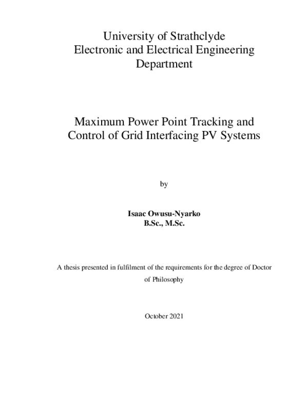 (PDF) Maximum power point tracking and control of grid interfacing PV systems | Isaac Owusu ...