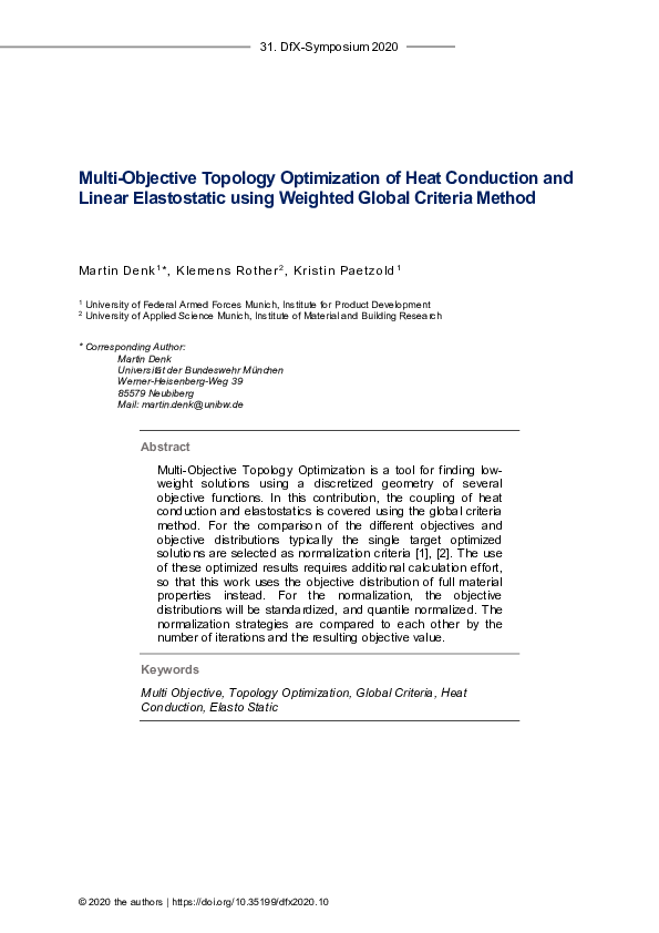 (PDF) Multi-Objective Topology Optimization of Heat Conduction and ...