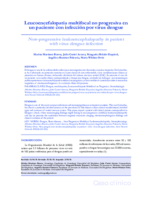 (PDF) Leucoencefalopatía multifocal no progresiva en un paciente con ...