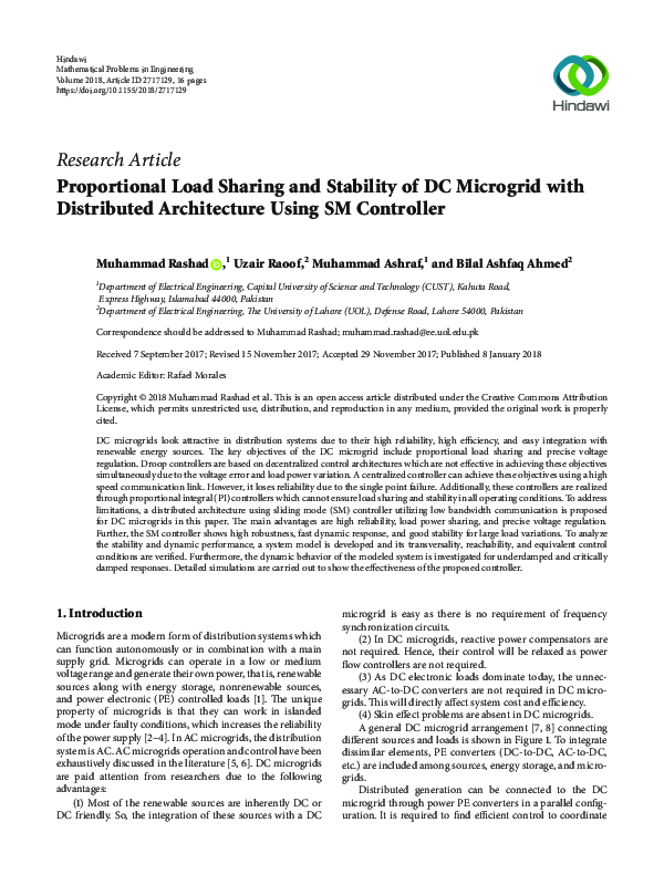 (PDF) Proportional Load Sharing and Stability of DC Microgrid with Distributed Architecture ...