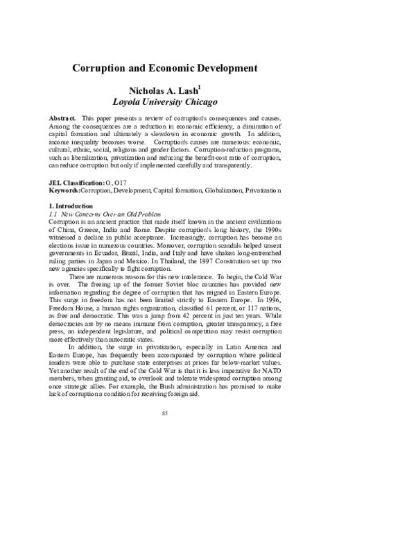 (PDF) Corruption and Economic Development