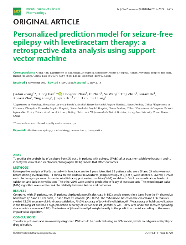 (PDF) Personalized prediction model for seizure-free epilepsy with ...