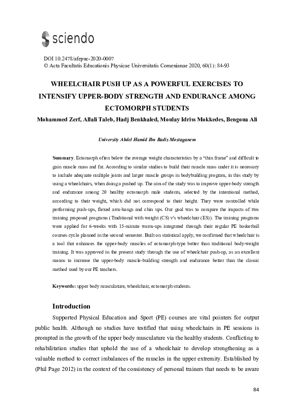 (PDF) Wheelchair Push Up as a Powerful Exercises to Intensify Upper ...