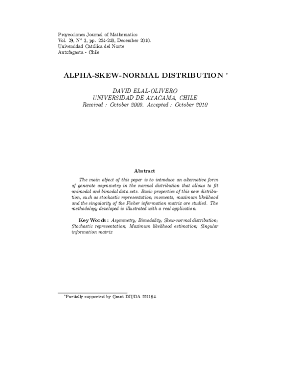 (PDF) Alpha-Skew-Normal Distribution